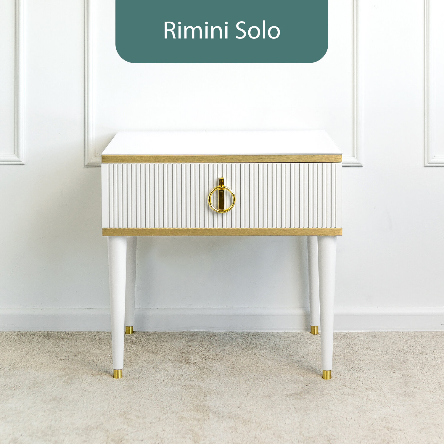 Тумба прикроватная Rimini Solo. Белый/золото