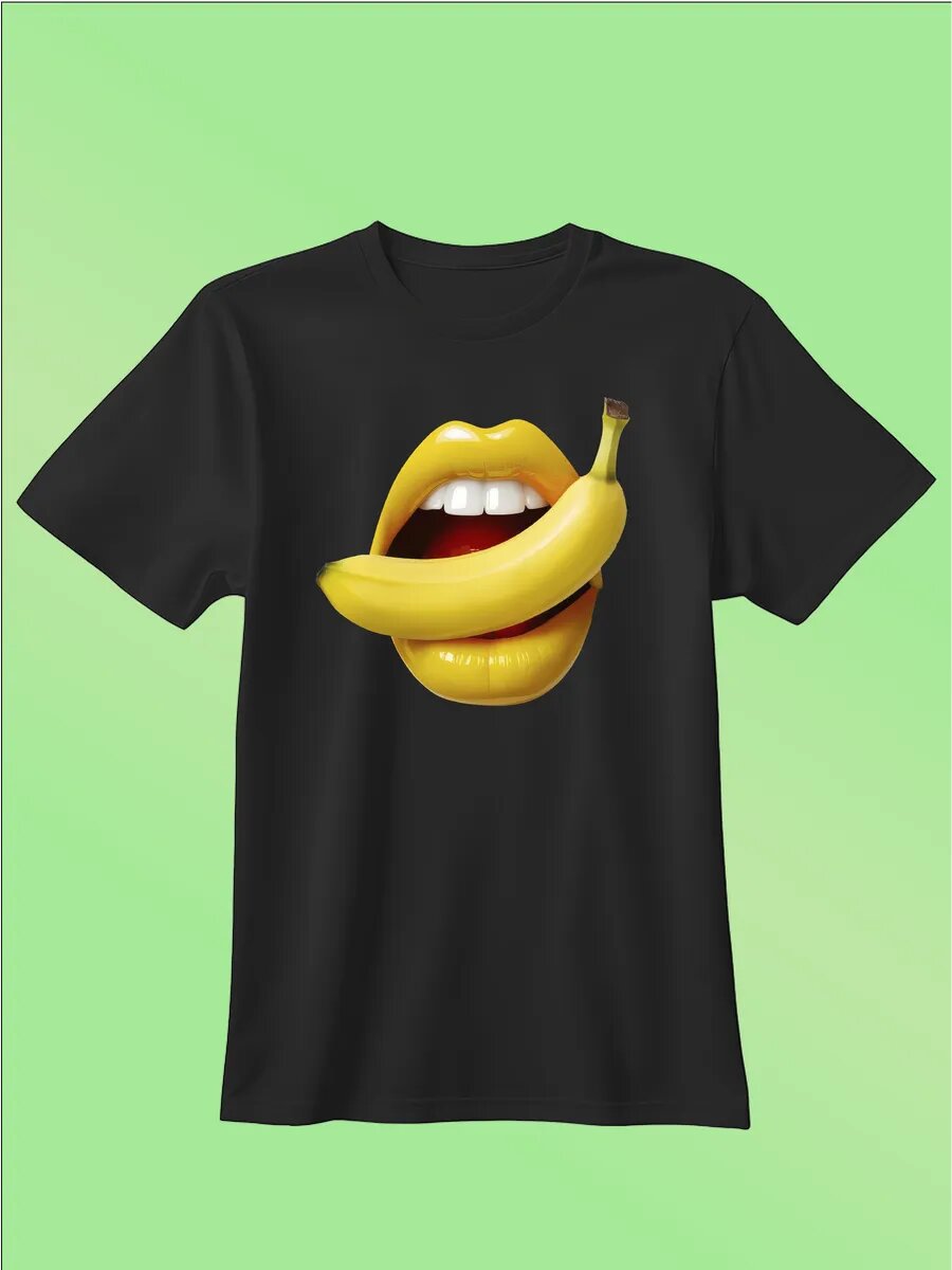 Футболка губы с бананом