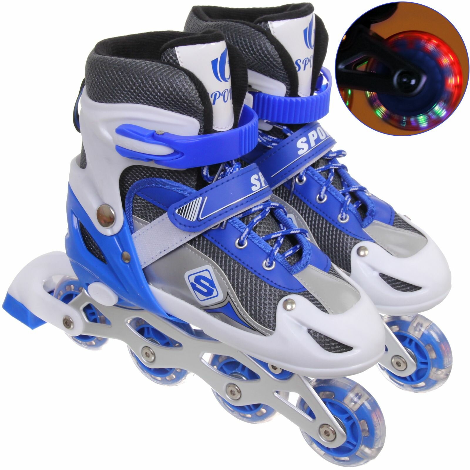 Коньки роликовые КНР раздвижные Sport Star, синий, колеса ПВХ, размер M 35-38