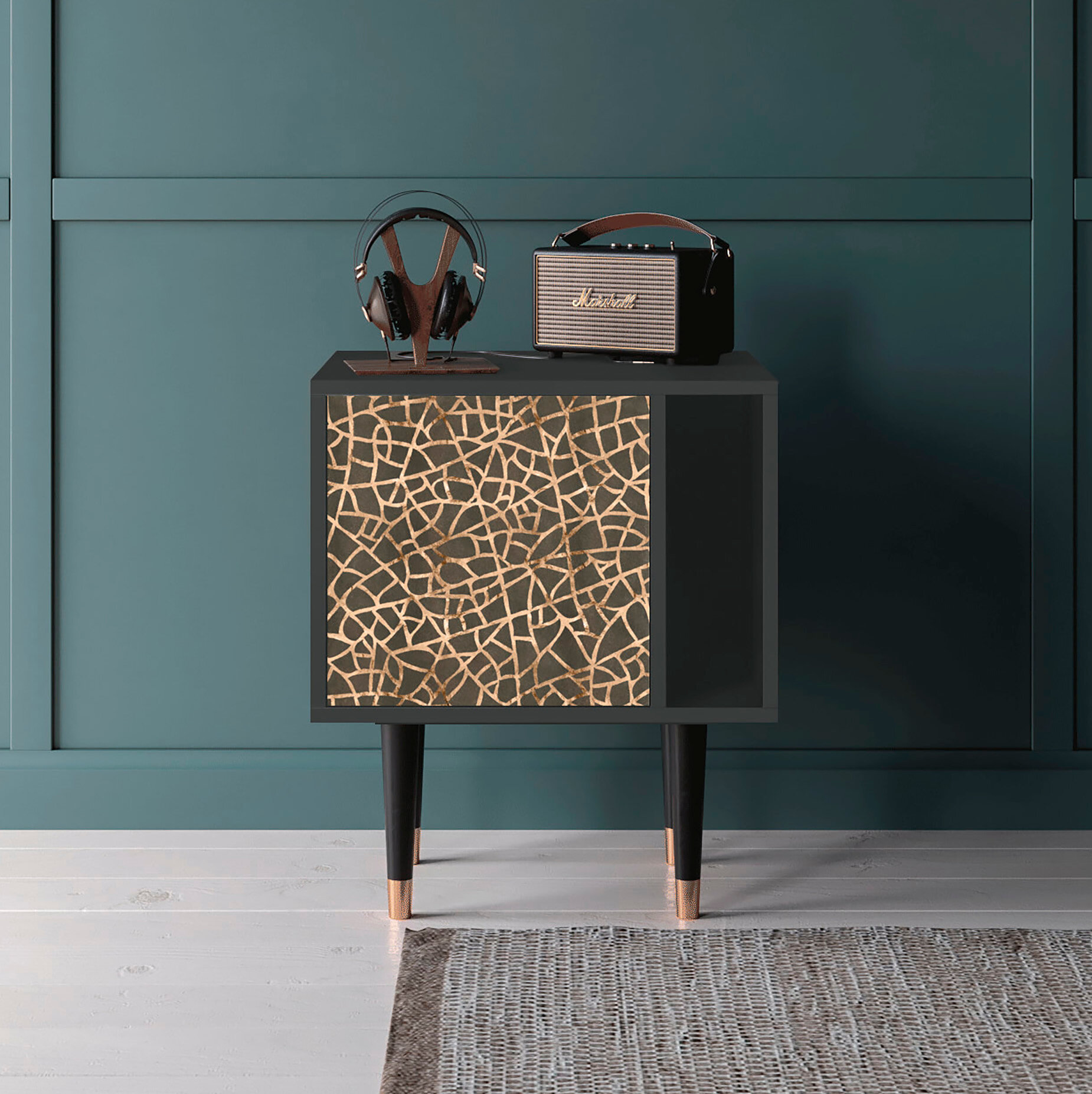 Прикроватная тумба - STORYZ - S2 Enlarged Leaf, Размер - 58 x 69 x 48 см, Цвет - Антрацит