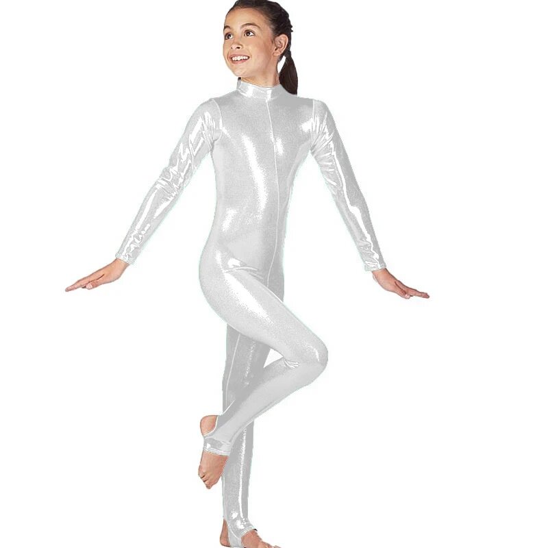 Детский блестящий металлический спандекс балетный костюм Speerise