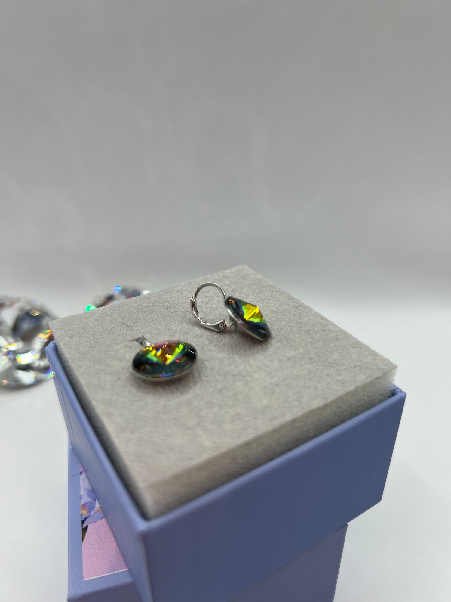 Серьги одиночные, кристаллы Swarovski, размер 14 мм, оранжевый, розовый, зеленый, желтый — фото 1