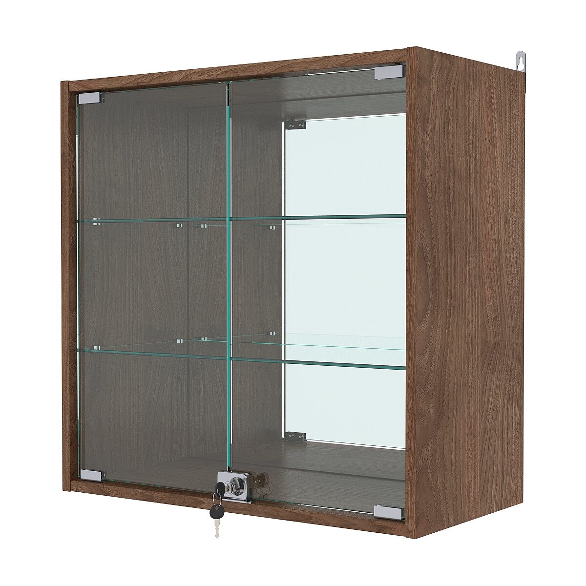 Витрина настенная №1-2АГ с зеркалом, Орех. Производитель товара - компания Westcom.