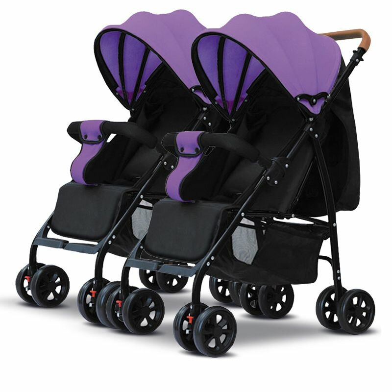 Двойная коляска с навесом, может сидеть и лежать, легкая и складная