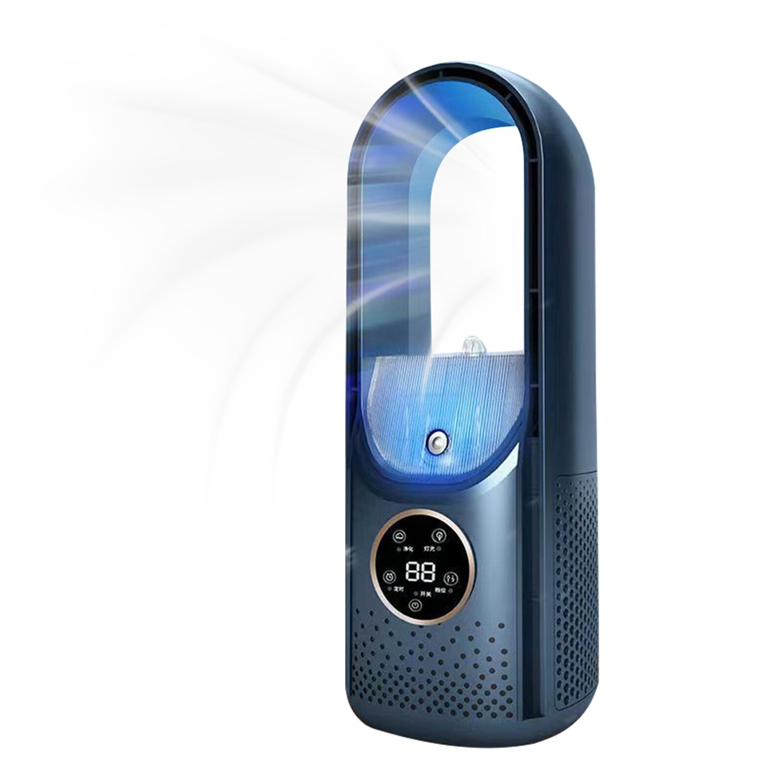 USB Plug-in Bladeless Fan Портативный кондиционер Вентилятор с 6 скоростями регулировки, таймер распыления Охлаждающие вентиляторы для дома