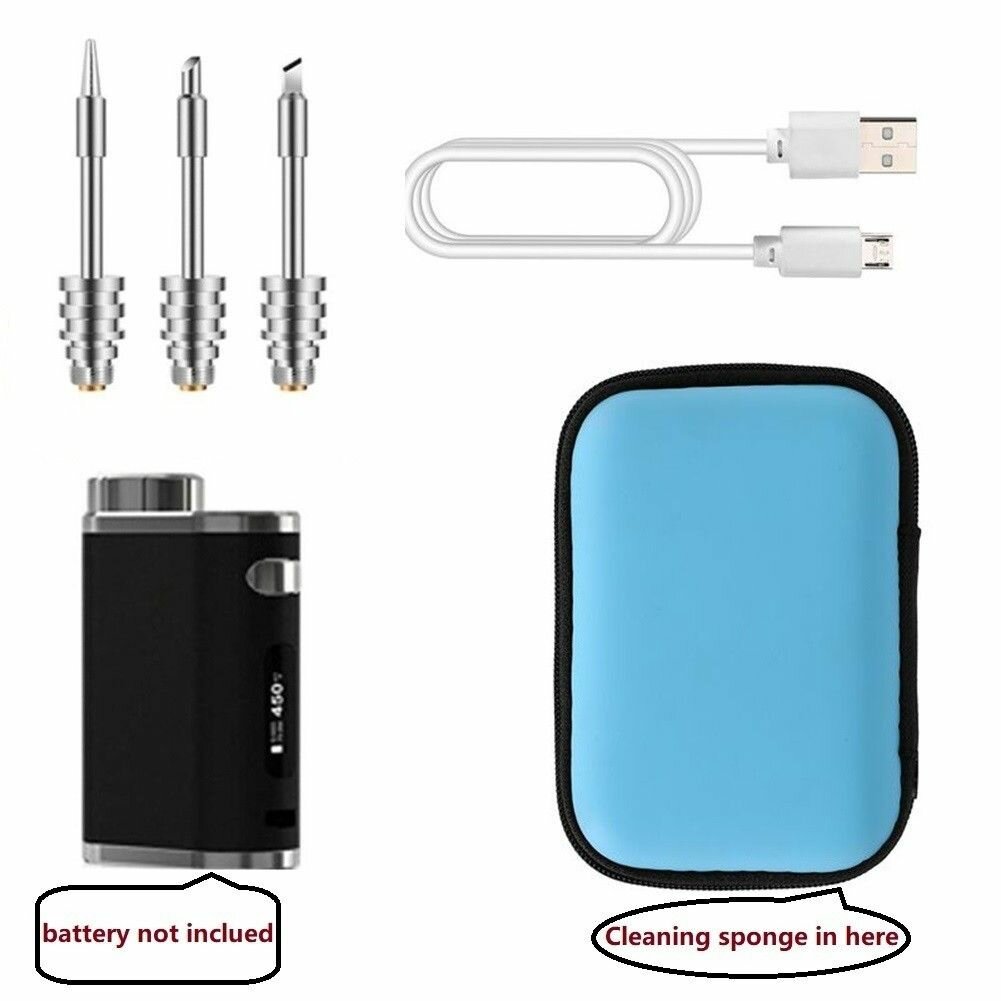 Аккумуляторный паяльник 1-75 Вт, USB перезаряжаемый беспроводной паяльник с набором сменных медных жала, портативный инструмент для ремонта электроники и пайки в поле