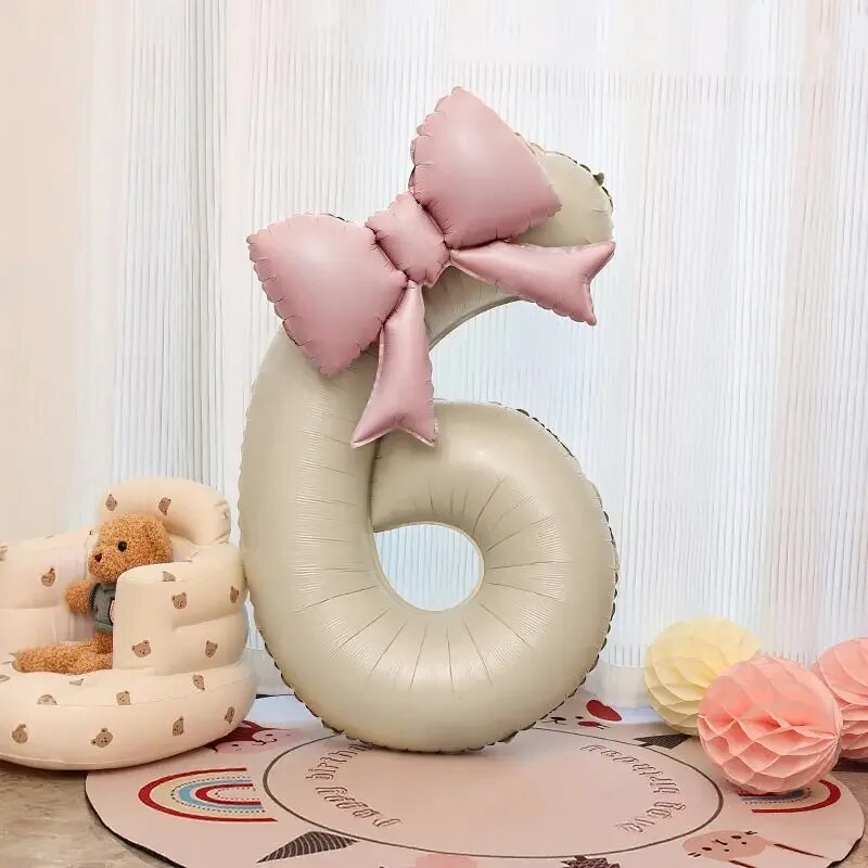 1 шт, воздушный шар из алюминиевой фольги с большим номером и цифровым бантом, декор для свадьбы, дня рождения, номера 0-9, товары для вечеринок «сделай сам»