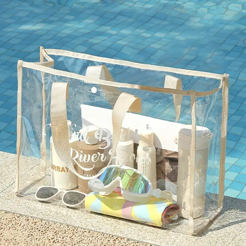 Прозрачная сумка-тоут большой вместимости, прозрачная сумка для путешествий, концертов, пляжа, переноски, легкая, прочная