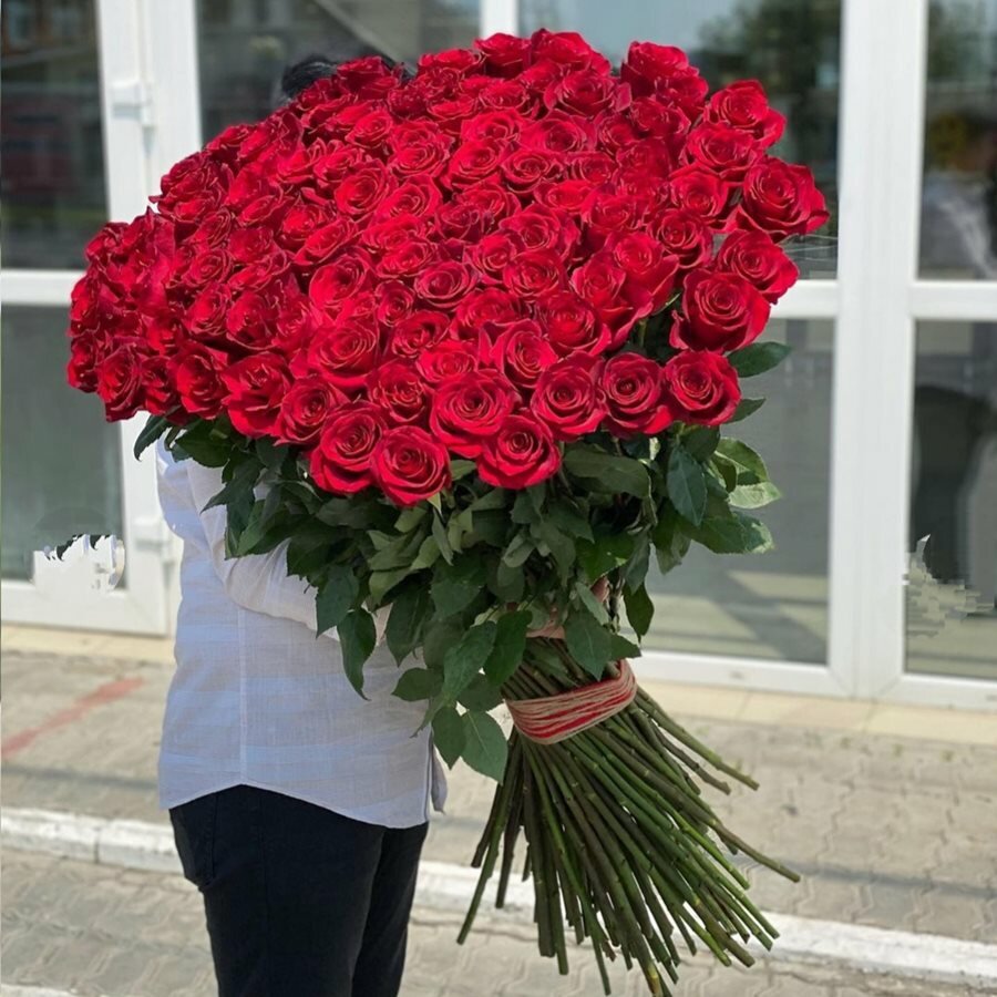Букет Высокие Розы, 101 штука / Гигантские (Длинные) Розы / Доставка цветов / 101 роза, 150см , метровые