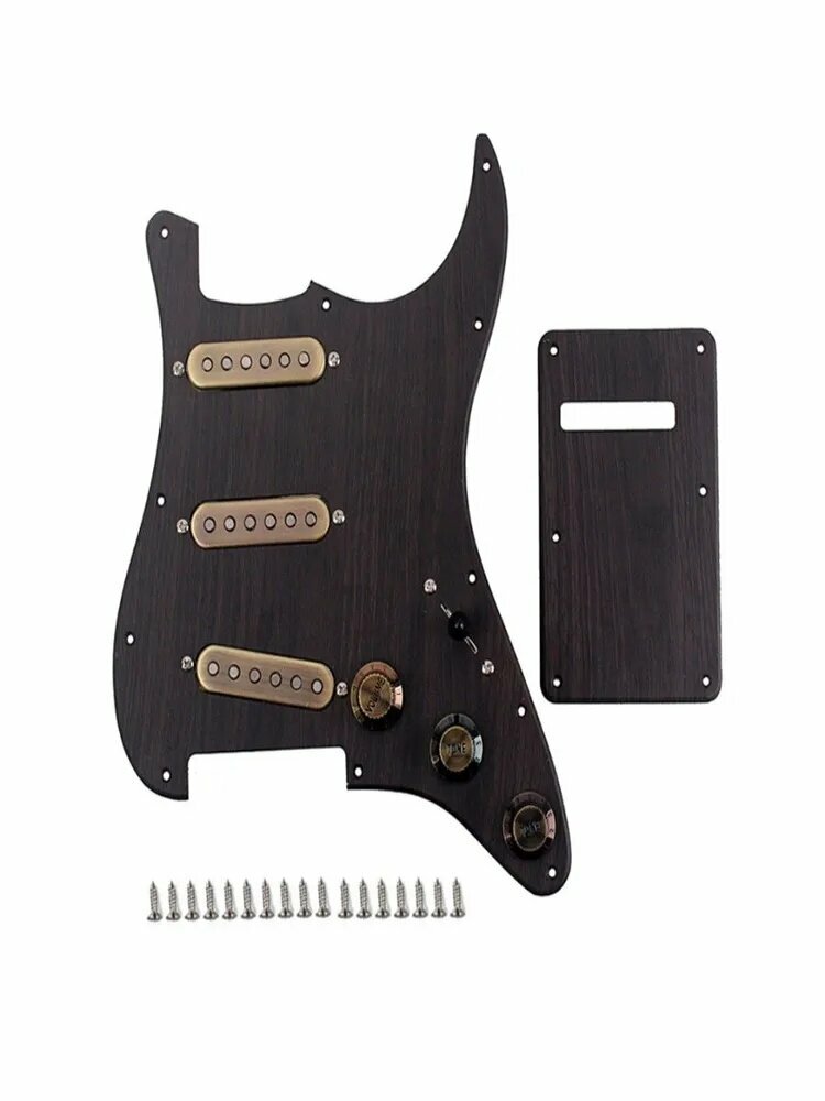 Дерево и латунь Звукосниматели Alnico V с предустановленной накладкой SSS Pickguard для страт-гитары. ST звукосниматель для электрогитары