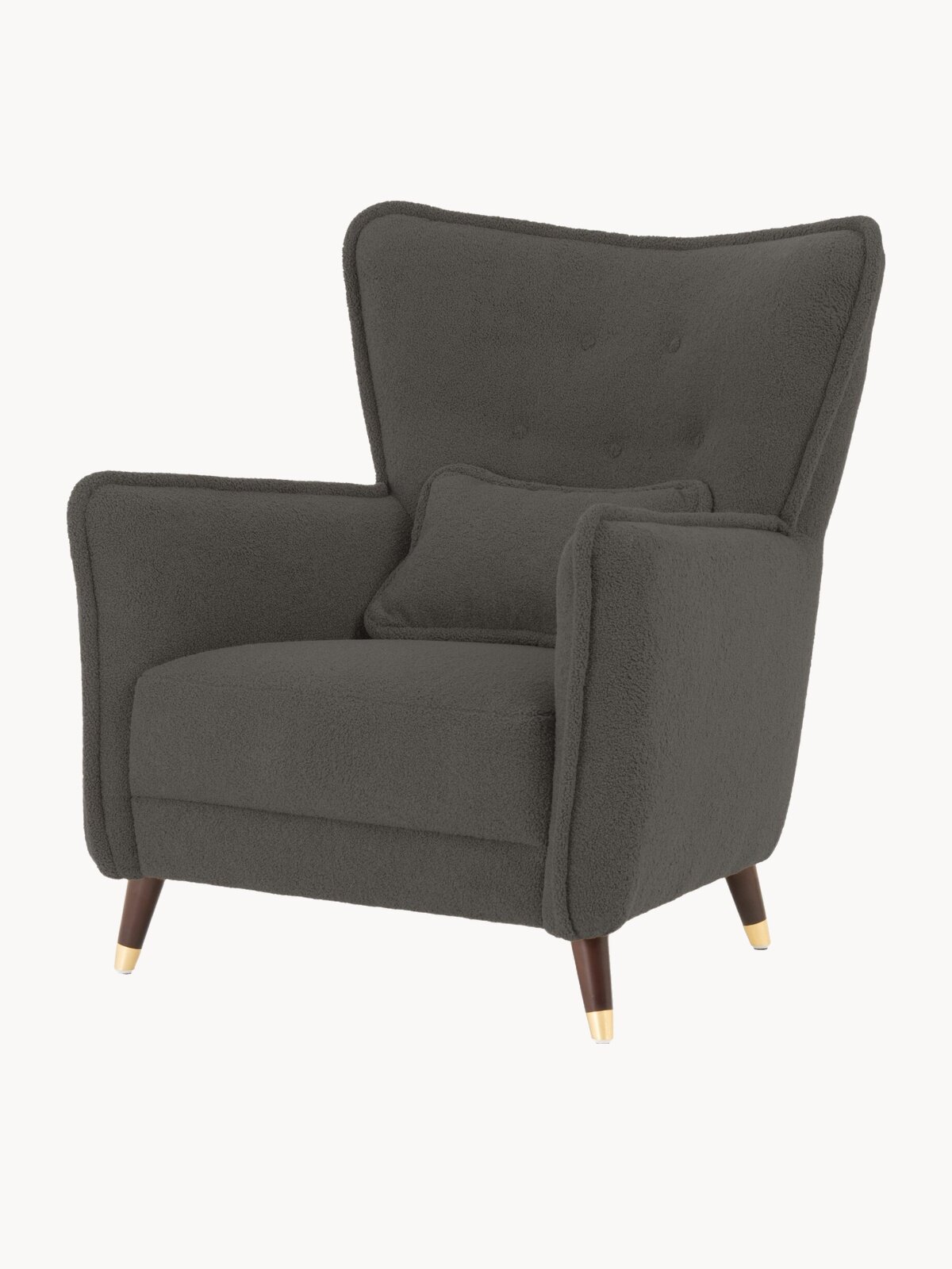 Кресло мягкое TERRA интерьерное для отдыха, на деревянных ножках, букле серый Мебельное бюро PEREVALOV