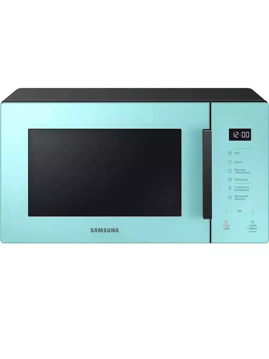 Микроволновая печь Samsung MG23T5018AN/BW, мятная, 23л, мощность микроволн 1250Вт