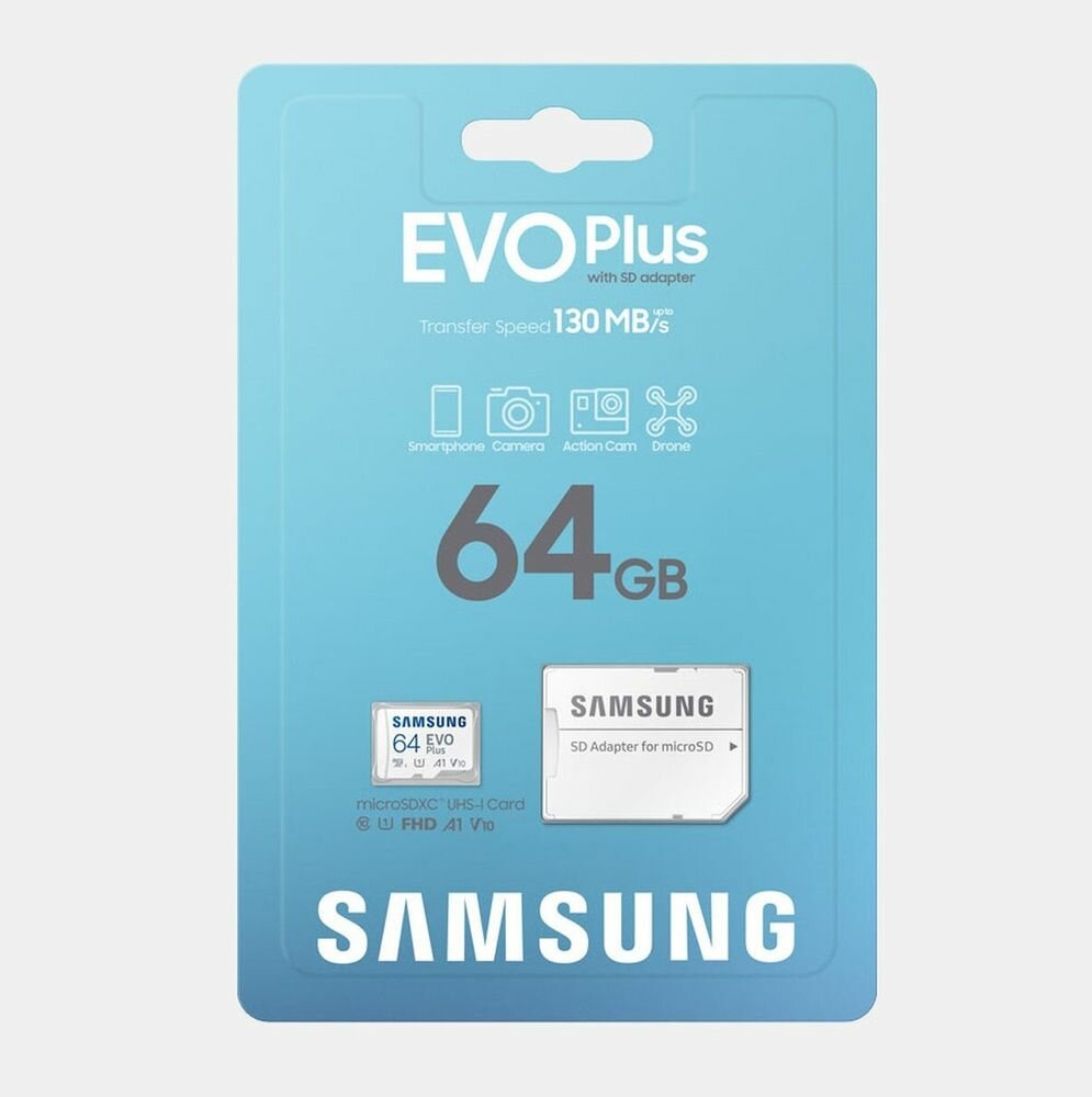 SD карта Samsung EVO Plus microSDXC Memory Card 64Gb Class10 UHS-I U1