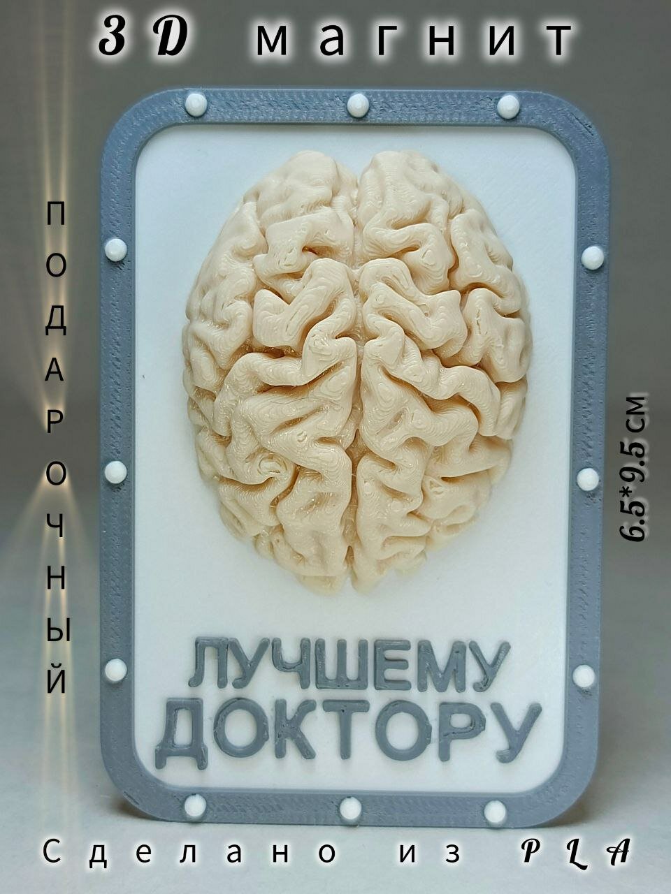 3D Магнит на холодильник. Подарок лучшему доктору, мозги. Ручная работа