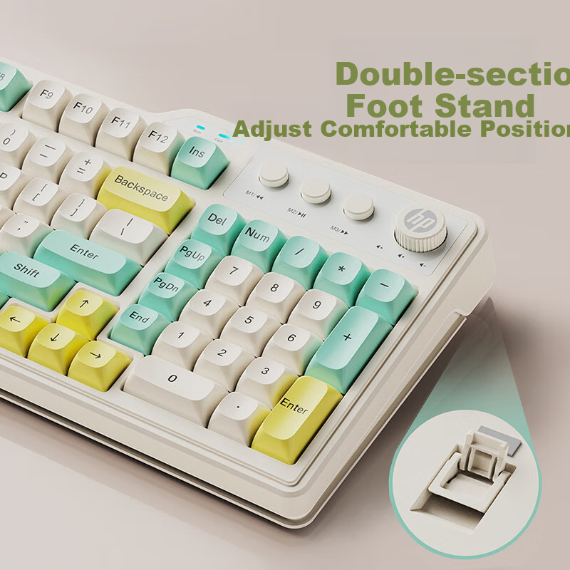 HP K360 Wired Mechanical Keyboard Ergonomic Design for Office and Gaming, League of Legends eSports Gaming Keyboard, Matcha Green, 98 Keys