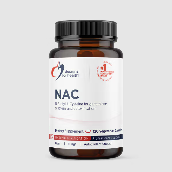 Designs For Health, NAC, N-ацетил-L-цистеин (900 мг в капсуле), детоксикация, 120 вегетарианских капсул