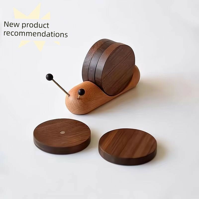 Подставка для чайного столика из черного ореха (Северная Америка), креативный дизайн в виде улитки, для чайной