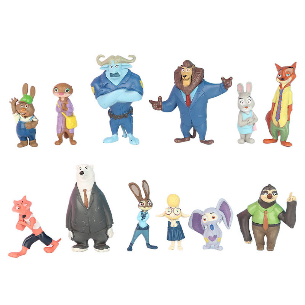 12 шт, аниме-фигурки Zootopias Animal Metropolis, коллекция игрушек, статуэтки