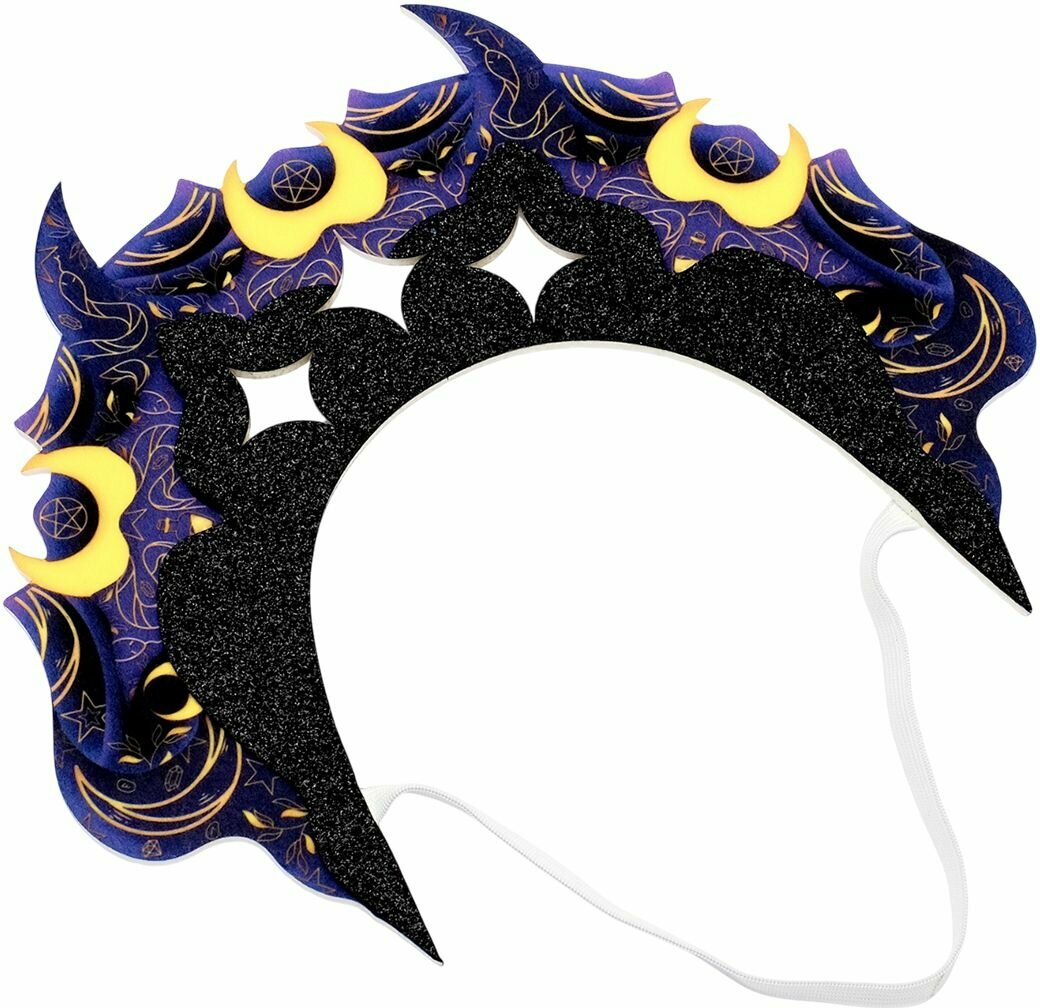 Ободок-кокошник из фетра "Тёмный" на голову, новогодний аксессуар для девочек, карнавальный кокошник на резинке, головной убор в русском стиле на Новый год