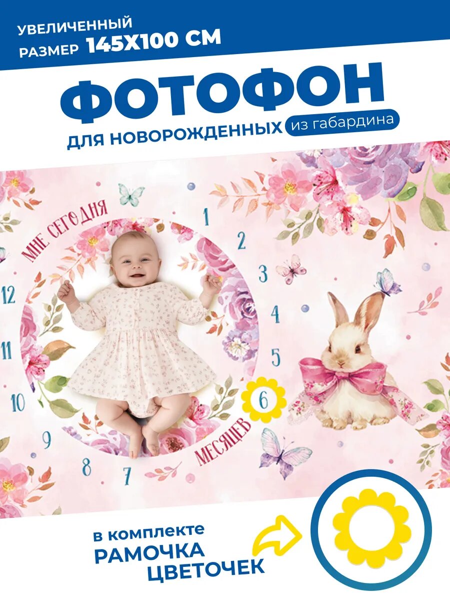 Фотофон Homepick для новорожденных малышей по месяцам из габардина