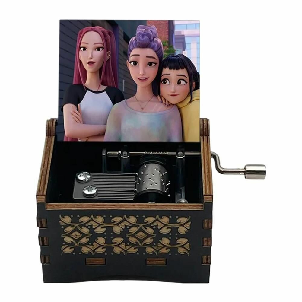 Деревянная музыкальная шкатулка с ручным заводом, резной дизайн