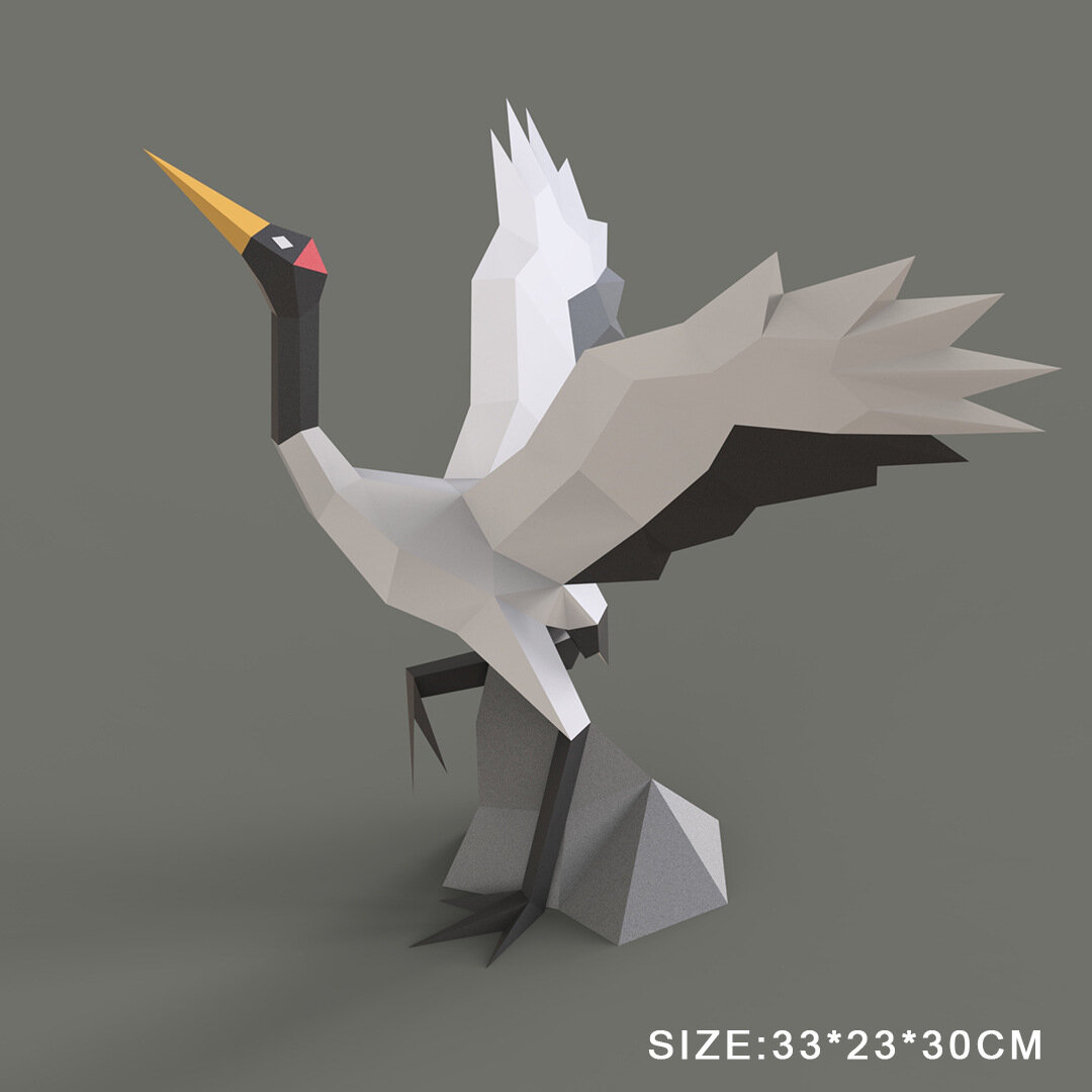 Журавль из бумаги, бумажная поделка ручной работы, 3D модель для стенового декора, набор для складывания