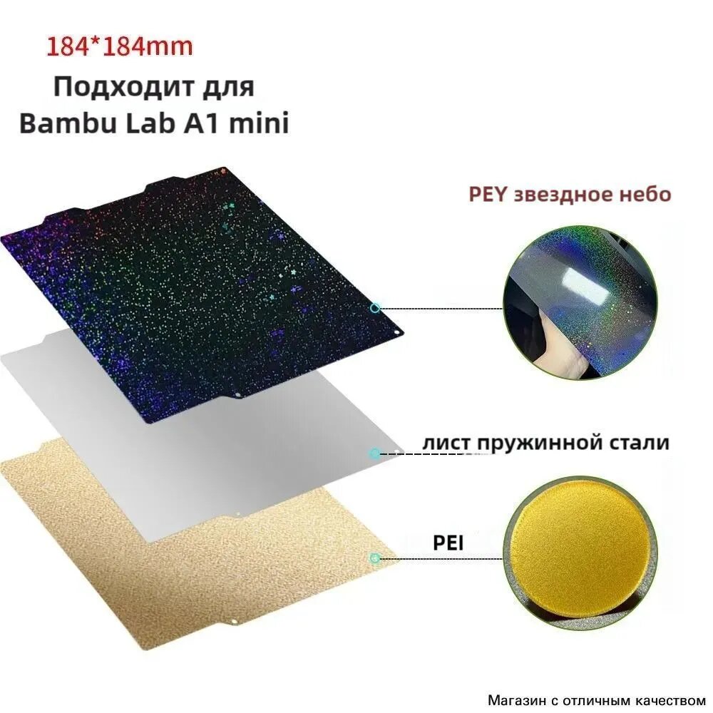 3D-печать Платформа Bambu A1 mini PEY звездное небо 184*184mm для 3D принтера