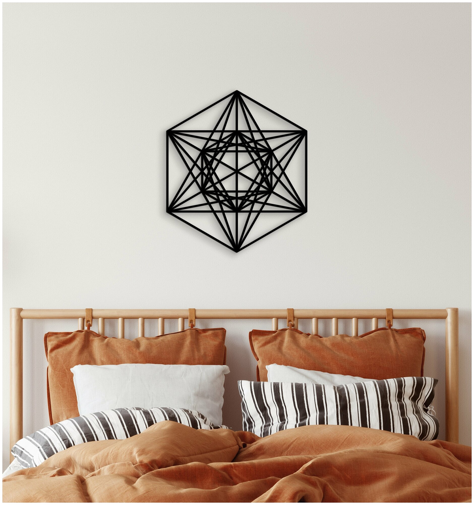 Декор на стену "Куб Метатрона", декорация настенная, панно из дерева (Сакральная геометрия, Архангел Метатрон)