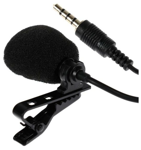 Микрофон на прищепке G-101, 16000 Гц, -32 дБ, 2.2 кОм, Jack 3.5 мм, 1.5 м, чёрный