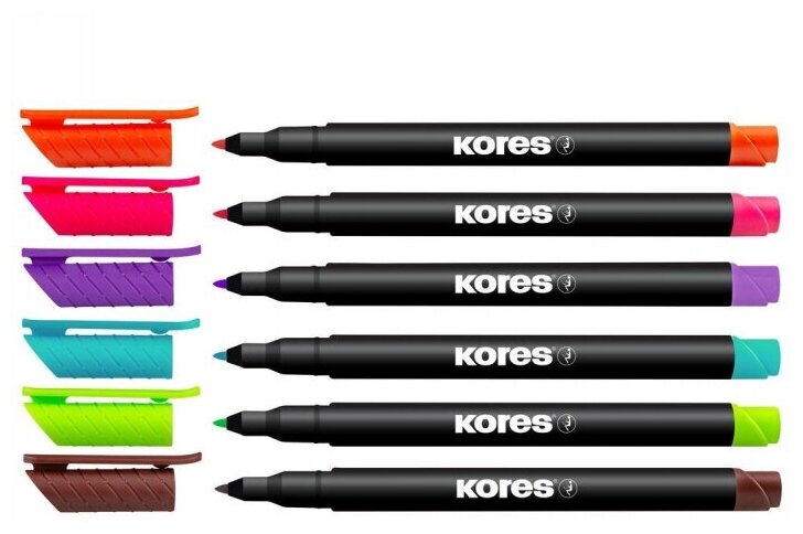 Набор маркеров перманентных KORES 6 цв, 1 мм 22146 1336209