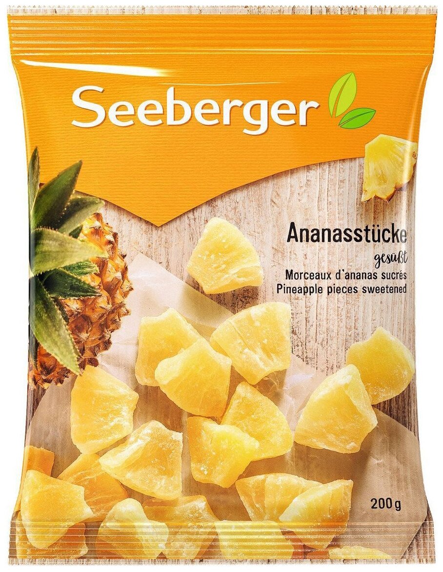 Seeberger (Сибергер) ананас сушеный, кусочки, без ГМО, 200 гр.