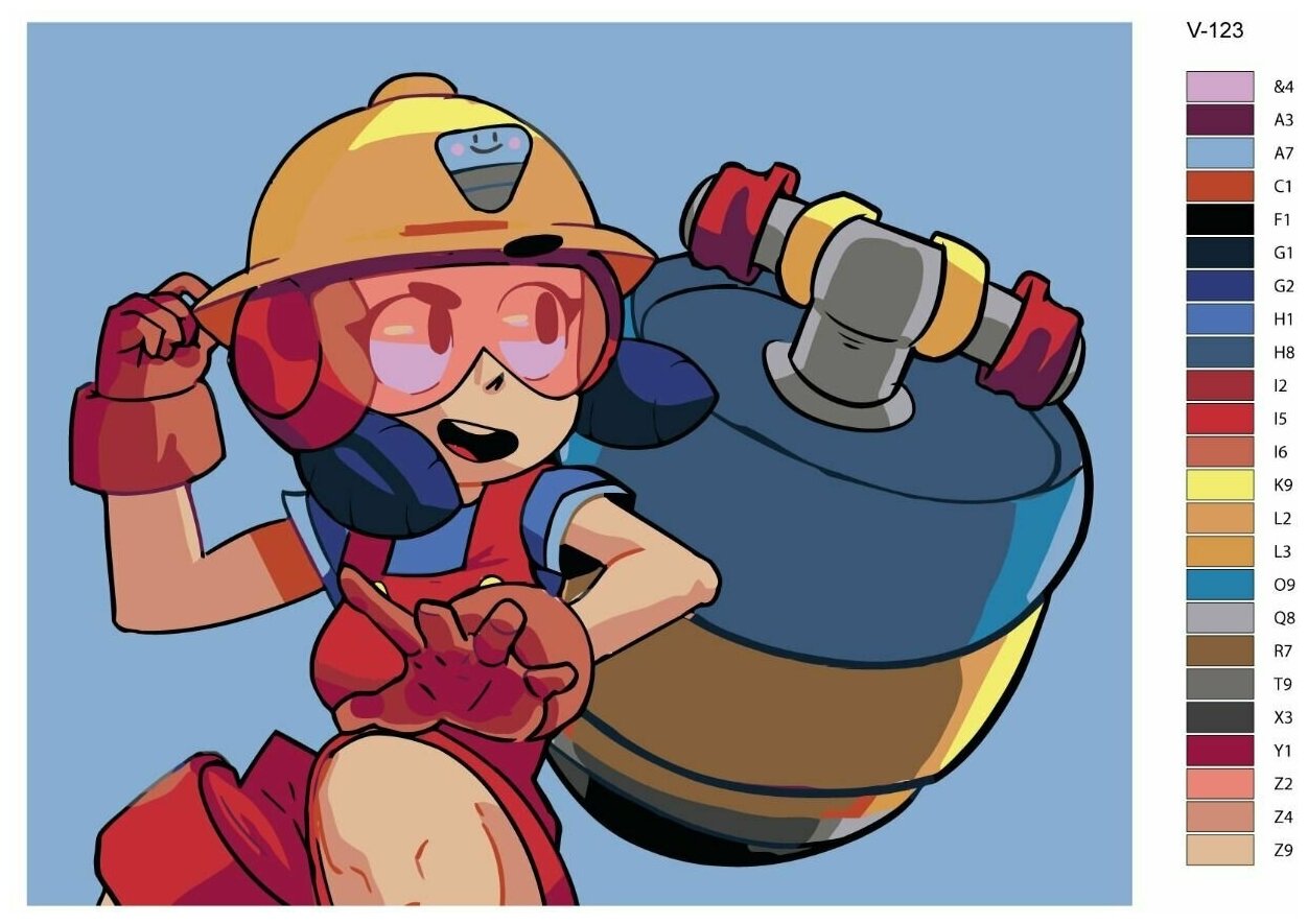Картина по номерам V-123 "Игра Brawl Stars (Бравл Старс). Джеки" 60х80