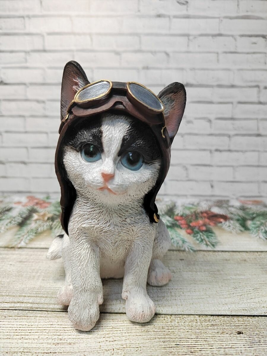 Фигурка котенок авиатор декоративная интерьерная сувенирная 718331/D201 L10W9.5H15