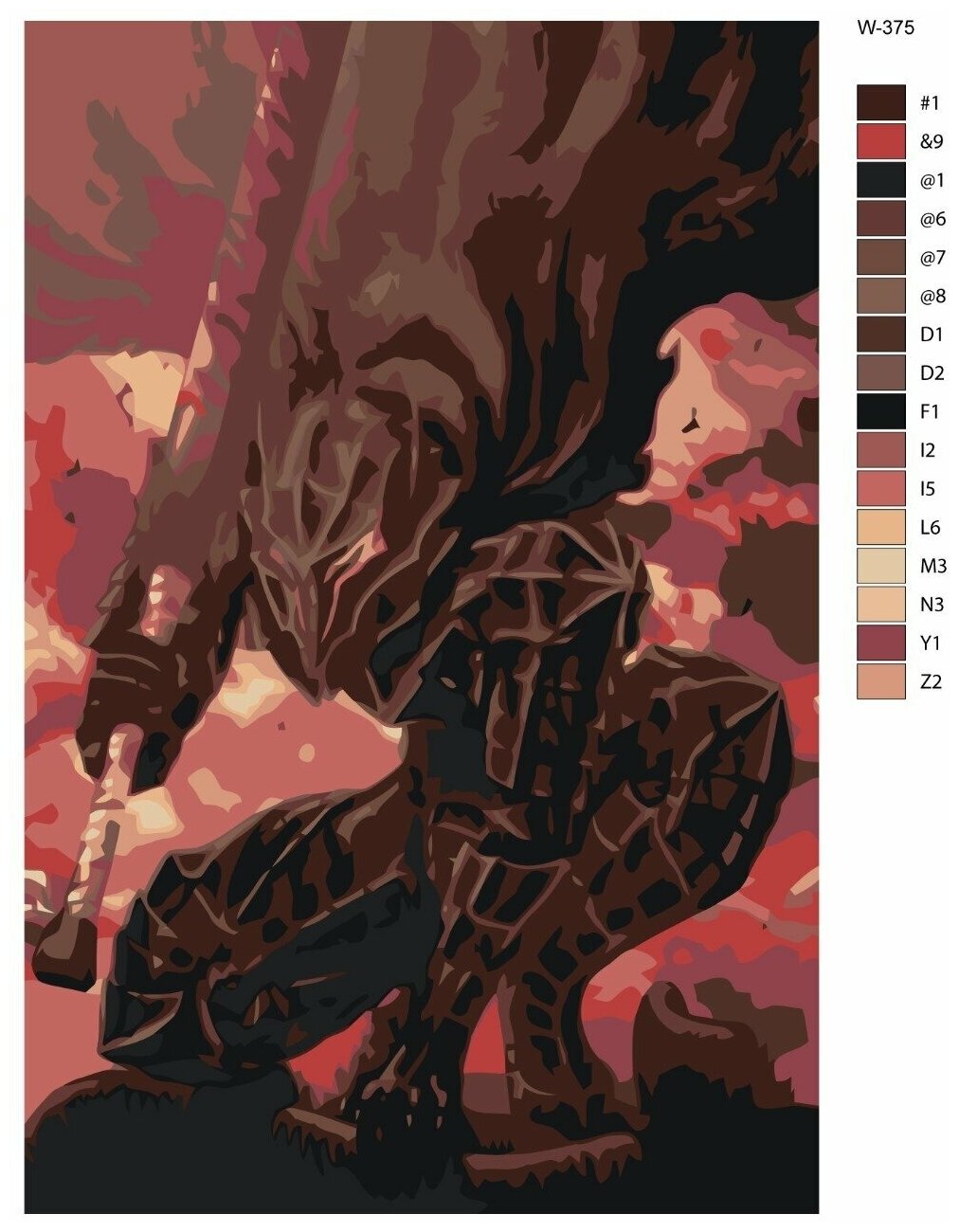 Картина по номерам W-375 "Аниме - берсерк. Броня Гатса" 40х60