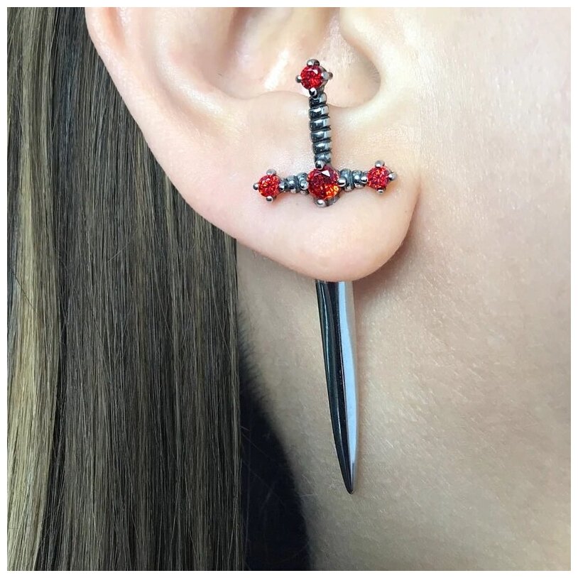 Серьги-трансформеры, металл, циркон, фианит