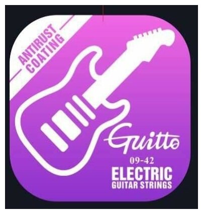 GSE-009 Комплект струн для электрогитары, с покрытием, 9-42, Guitto