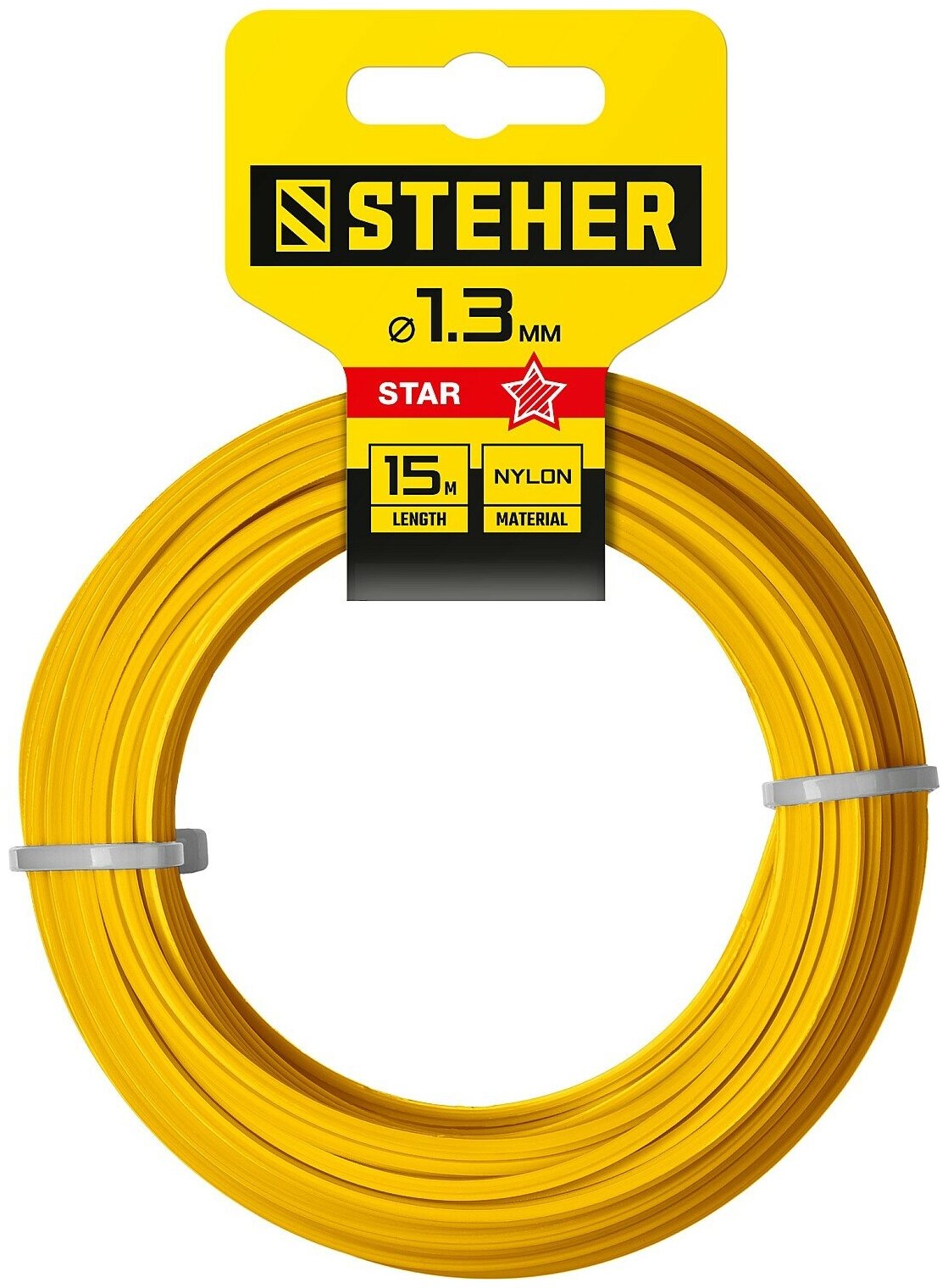 STEHER звезда, 1.3 мм, 15 м, леска для триммера (75010-1.3)