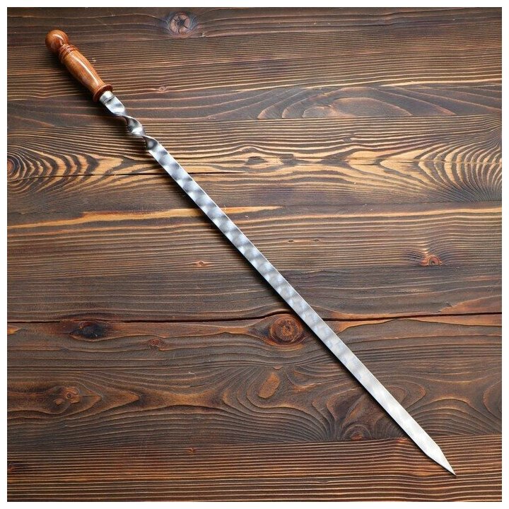 Шампур узбекский для люля кебаб широкий 60см/2 см с деревянной ручкой