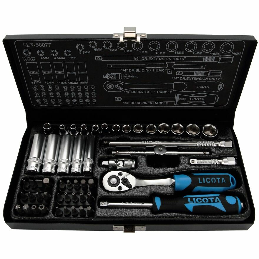 Licota ALT-5007F Набор торцевых головок 1/4" 52пр