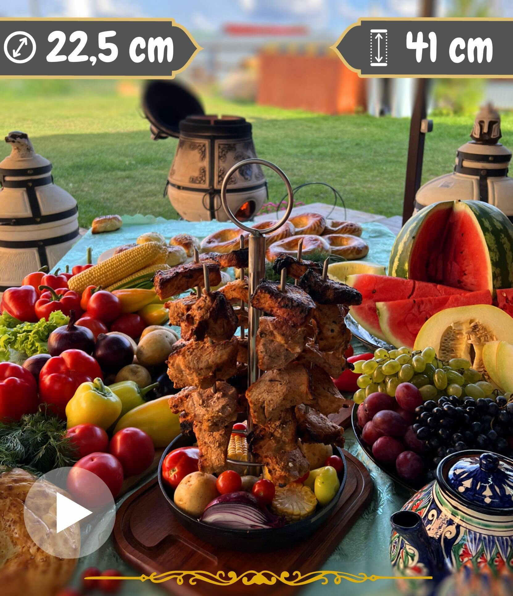 Шашлычница для тандыра диаметр 22,5 см. чугунная сковорода