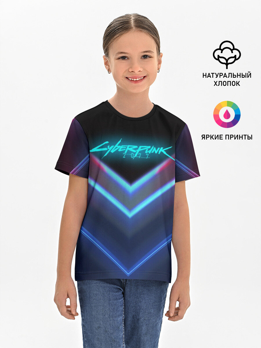 Футболка хлопковая детская CYBERPUNK 2077 NEON | НЕОН
