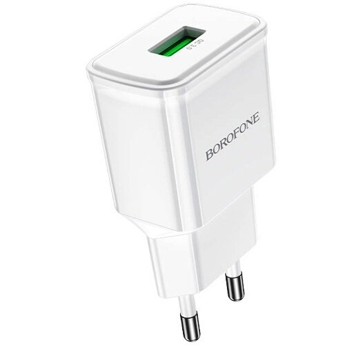 Адаптер питания USB-A 3.0А Borofone BA59A White зарядка 18W QC3.0 - белый
