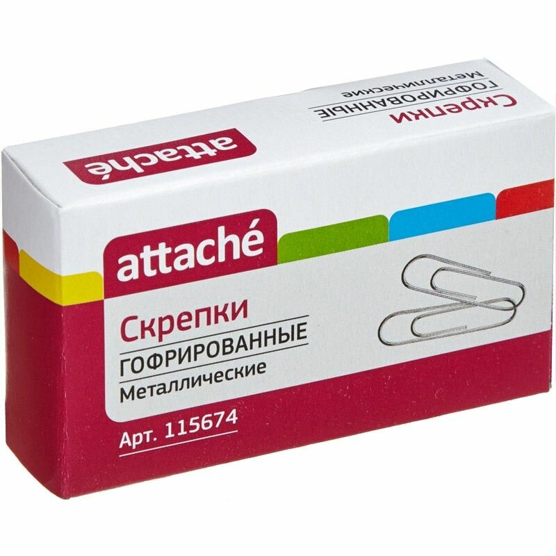 Скрепки 50мм ATTACHE Г50-50, гофрированные, 50шт/уп (3 упаковки)