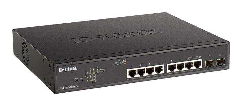 Коммутатор/ EasySmart L2 Switch 8х1000Base-T PoE, 2x1000Base-X SFP, PoE Budget 242W, 2 PoE ports 802.3bt (90W)