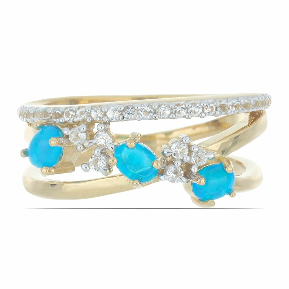 Кольцо, серебро, 925 проба, опал, топаз