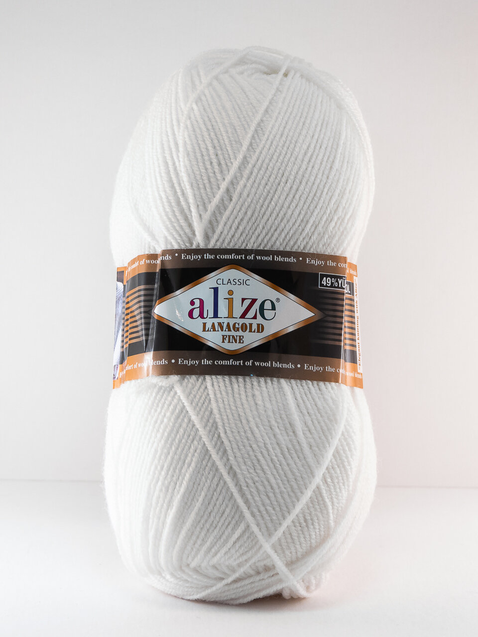 Alize пряжа "Lanagold Fine" 55-белый (49% шерсть, 51% акрил, 5 шт. х100г, 390м)