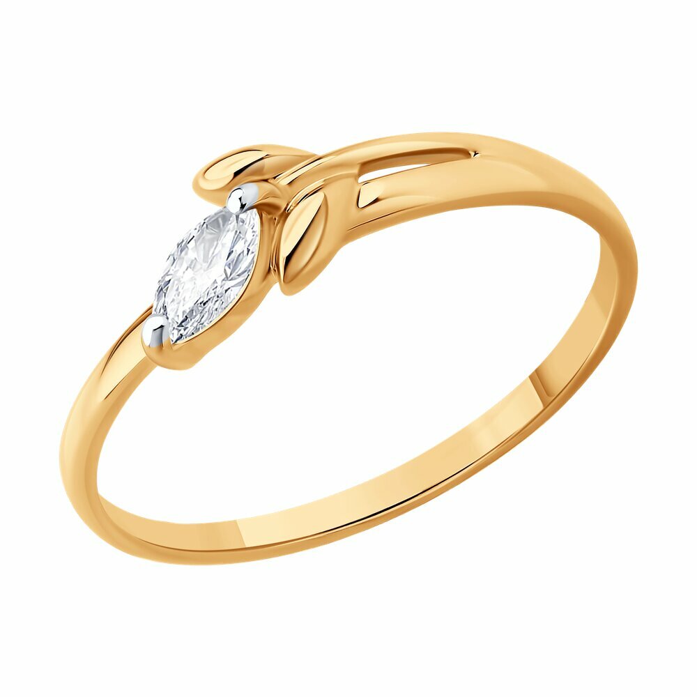 Кольцо, красное золото, 585 проба, фианит