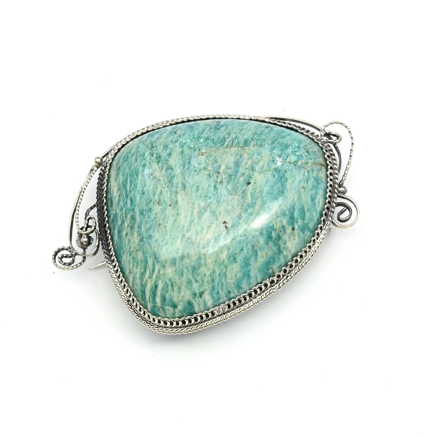 Брошь, амазонит