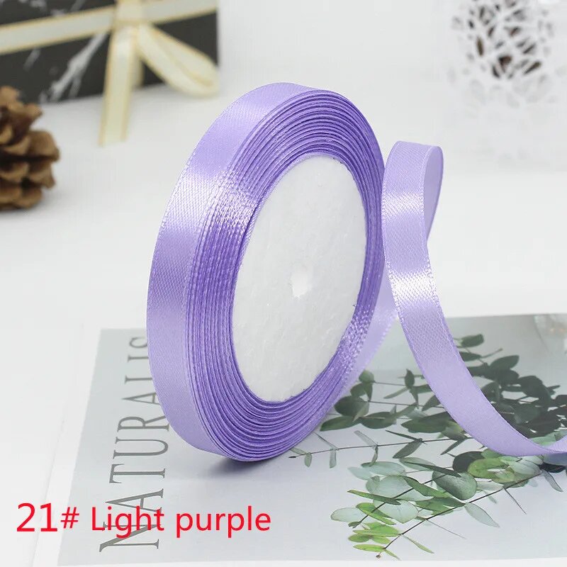 Лента атласная шелковая, 25 ярдов, 6 мм, Light Purple