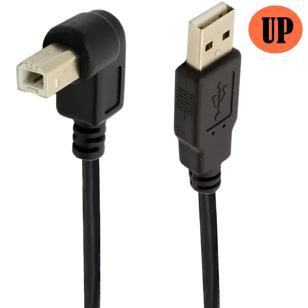 UXG Угловой кабель USB 2.0 A-B 90 градусов 0.3m, Up-Straight
